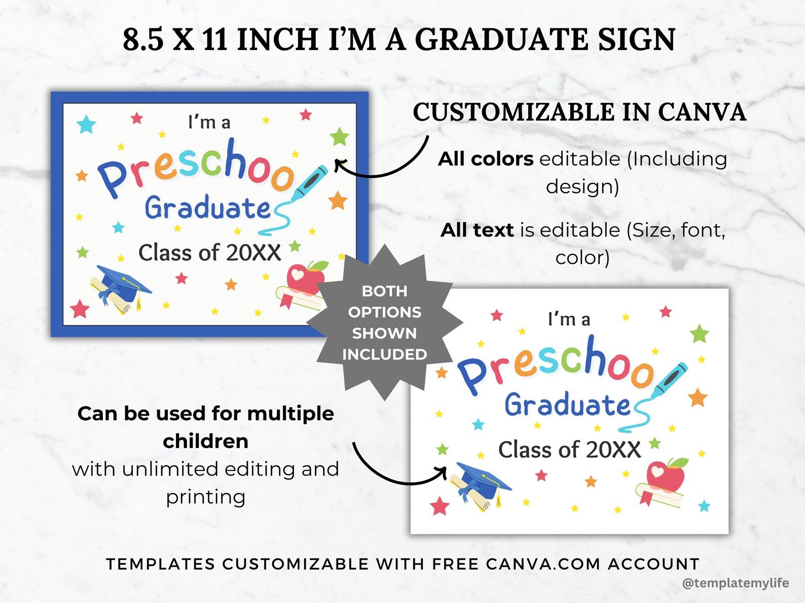 Editable Preschool Graduation Sign Template Last Day of Preschool ...