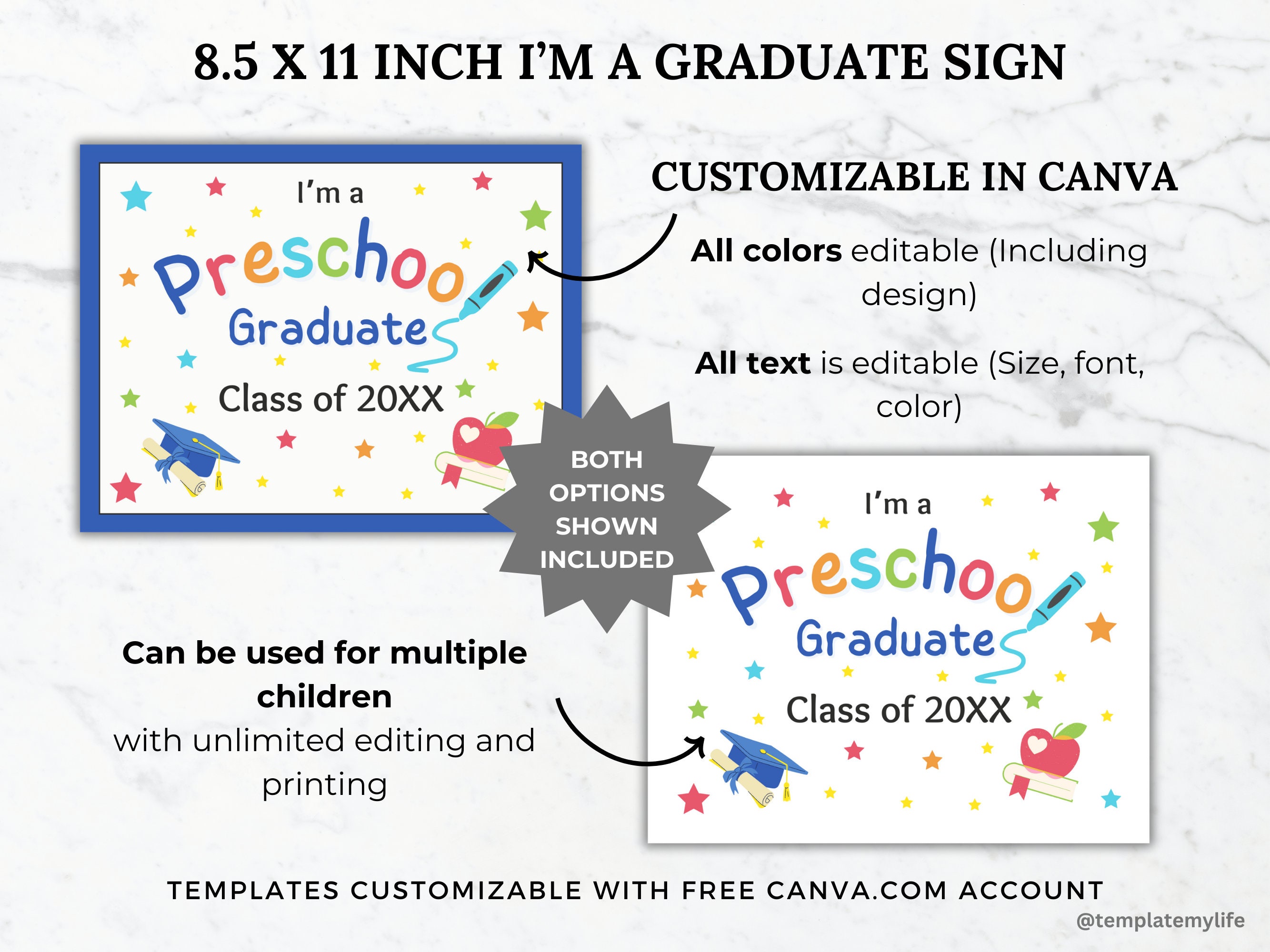 Editable Preschool Graduation Sign Template Last Day of Preschool ...