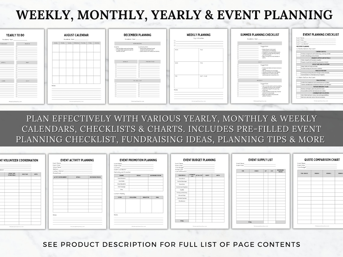 Editable PTO Planner PTA Leader Binder Template PTO Treasurer Forms ...