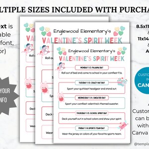 Valentines Spirit Week Flyer Printable School Spirit Flyer Editable Pto ...