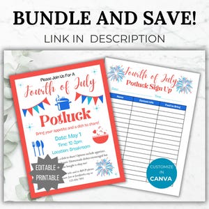 Fourth of July Potluck Invitation Template Dinner Party Flyer Office ...
