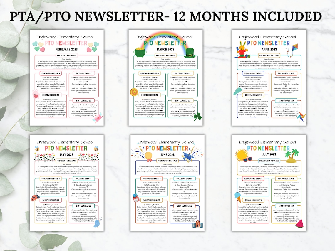PTA Flyers Bundle Pto Template Pta Newsletter Flyer Editable - Etsy