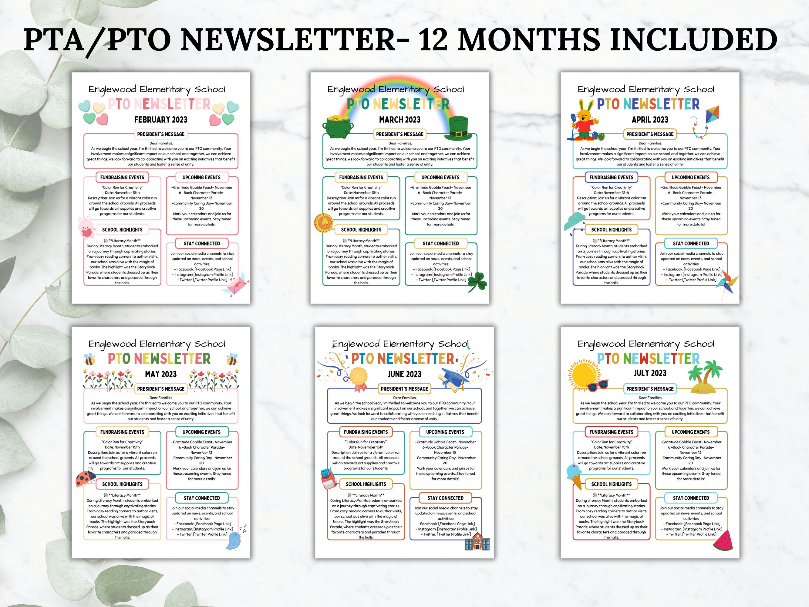 PTA Flyers Bundle Pto Template Pta Newsletter Flyer Editable - Etsy