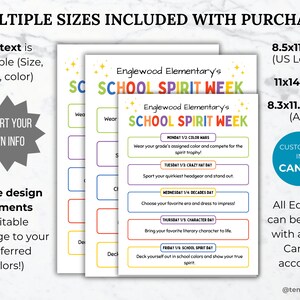 School Spirit Week Flyer PTA Spirit Week Template PTO Spirit Week ...