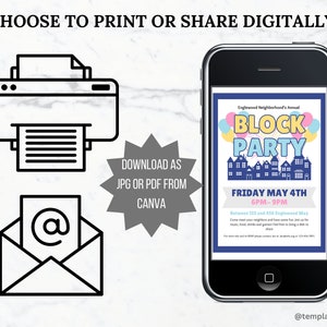 Summer Block Party Invite Template Neighborhood Party Flyer Editable ...