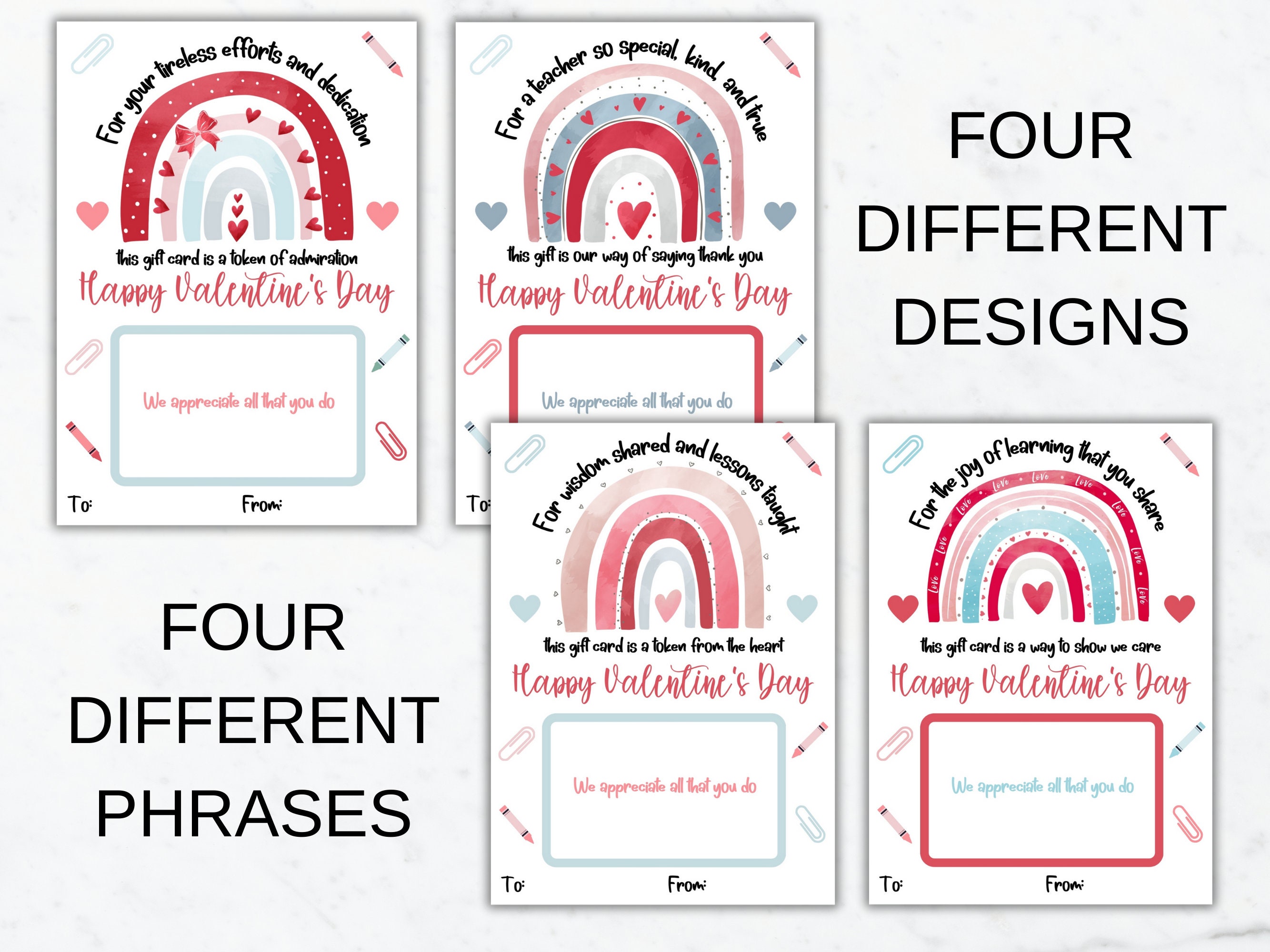 Valentine Teacher Gift Card Holder Printable Teacher Valentine Gift ...