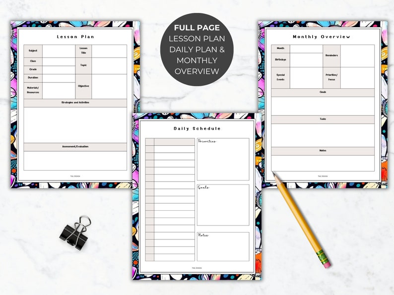 Lesson Planner Printable Teacher Lesson Plan Bundle Class Schedule ...