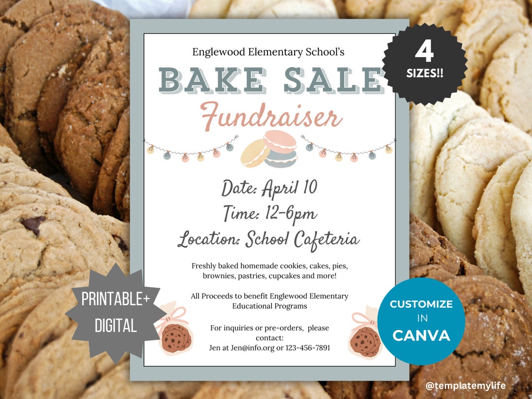 Bake Sale Fundraiser Flyer Template Spring Bake Sale Flyer Editable ...