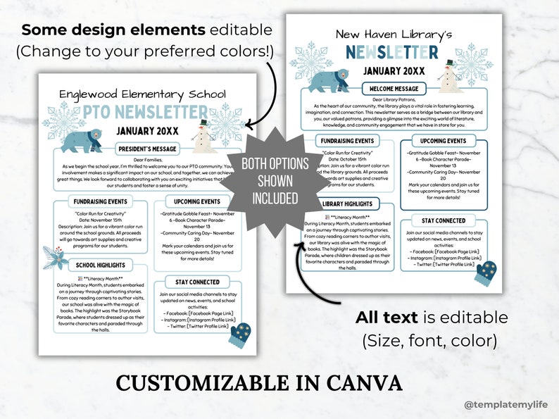 Winter Newsletter Flyer Printable Community Newsletter Flyer Editable ...