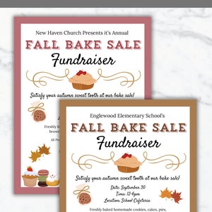 Fall Bake Sale Fundraiser Flyer Template Bake Sale Flyer Editable Fall ...