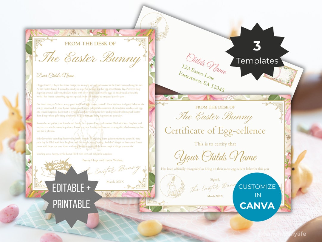 Letter From Easter Bunny Bundle Kids Easter Basket Stuffer Printable ...