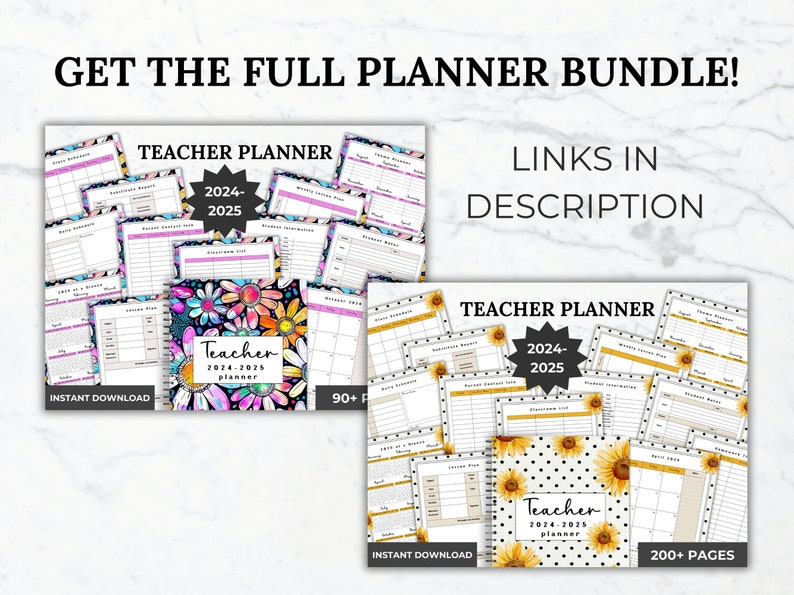 Lesson Planner Printable Teacher Lesson Plan Bundle Class Schedule ...