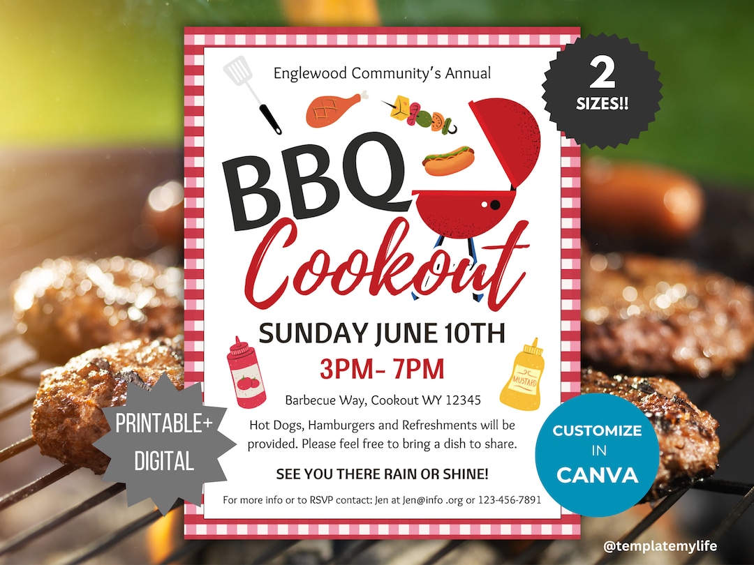 BBQ Cookout Flyer Template Neighborhood BBQ Party Poster Community ...