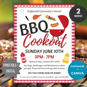 BBQ Cookout Flyer Template Neighborhood BBQ Party Poster Community ...