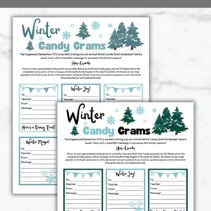 Winter Candy Gram Flyer PTO Template Holiday Candy Gram Printable ...