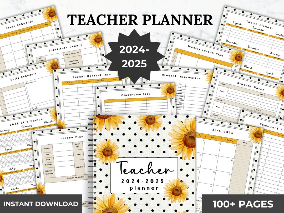 2024-2025 Teacher Planner Printable Monthly Calendar Weekly Planner ...