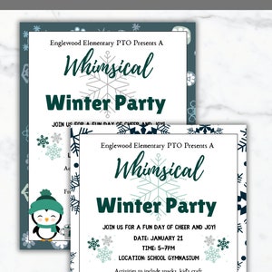 Winter Party Invitation Template Winter Block Party Invite Editable ...