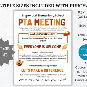 Thanksgiving PTA Meeting Flyer Printable PTO Fall Meeting Flyer ...