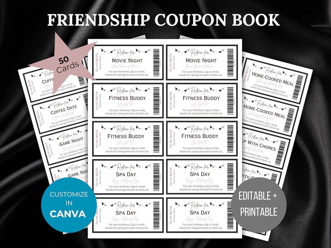 Coupon Book Friend Appreciation Gift for Sister Friendship Anniversary ...