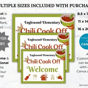Chili Cook off Event Signs Template Bundle PTO School Fall Party ...