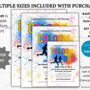 Color Run Flyer Invite Printable Poster Business Fundraiser Flyer ...