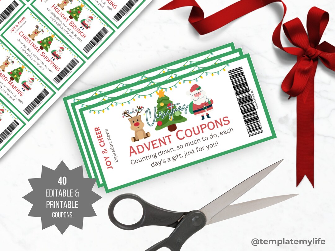 Christmas Coupon Book for Kids Advent Calendar Printable Christmas ...