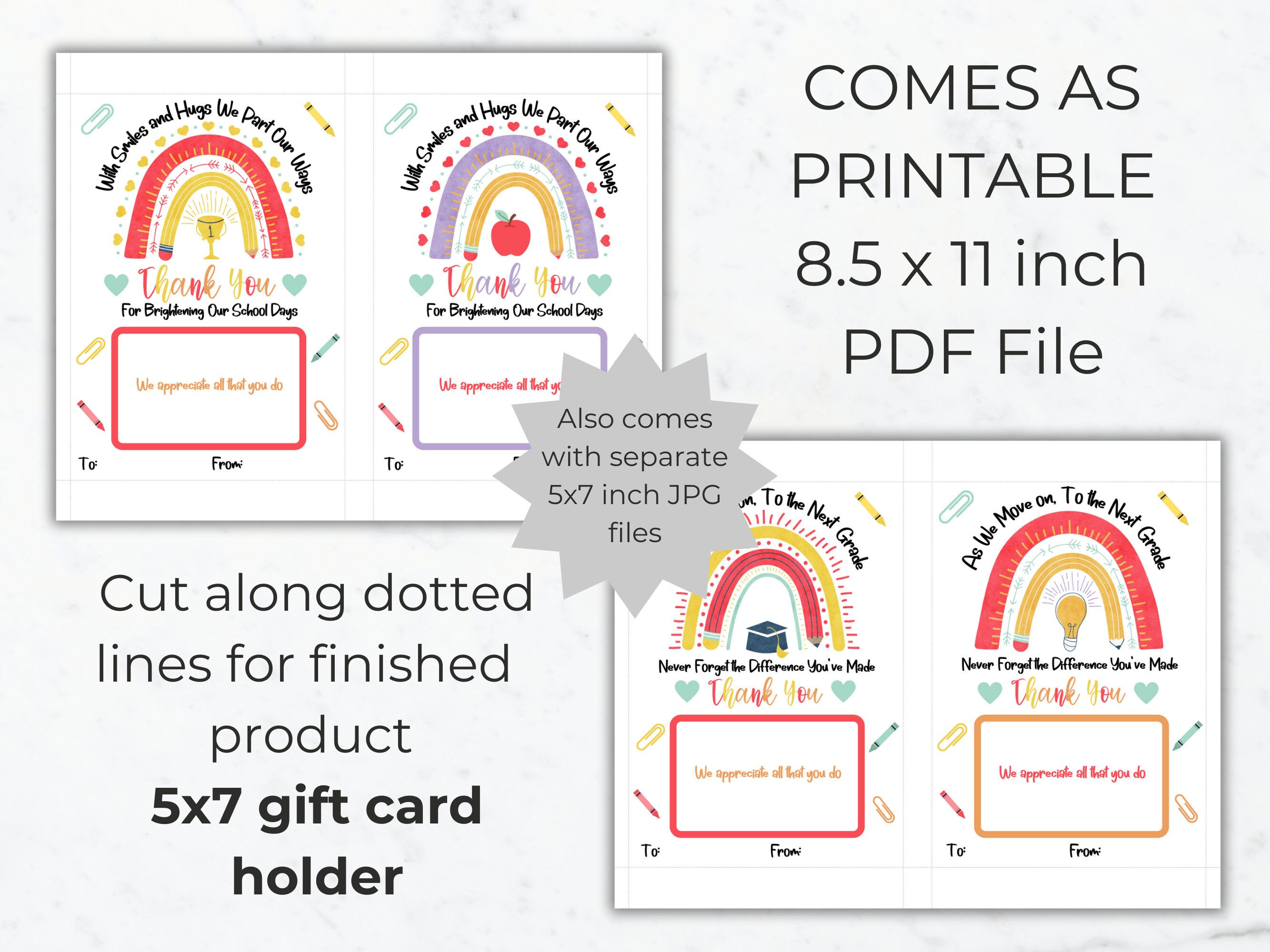 End of Year Teacher Gift Card Holder Printable Teacher - Etsy