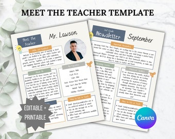 Meet the Teacher Editable Canva Template Class Newsletter - Etsy