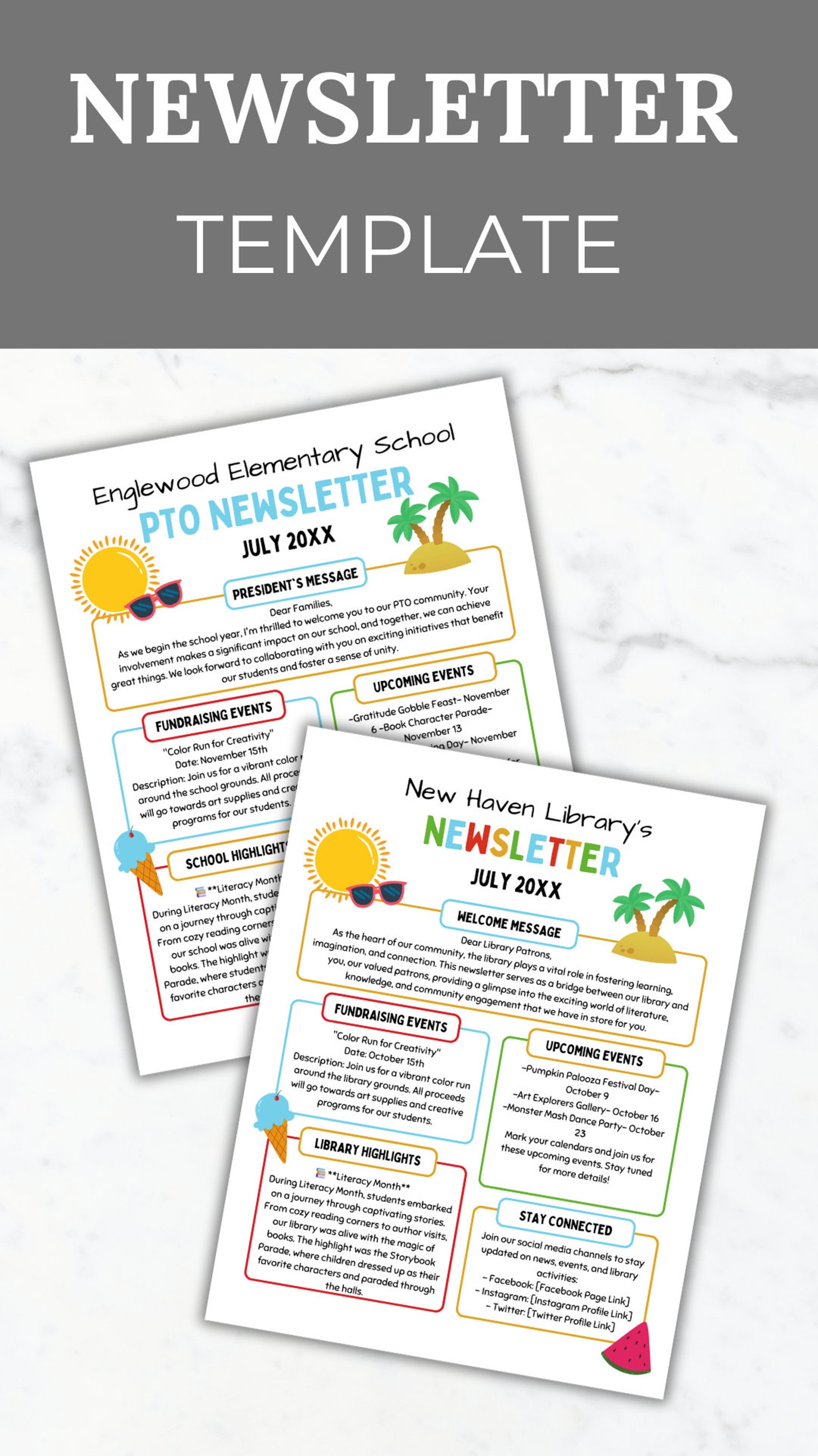 Summer Newsletter Flyer Printable Summer Community Newsletter Template ...