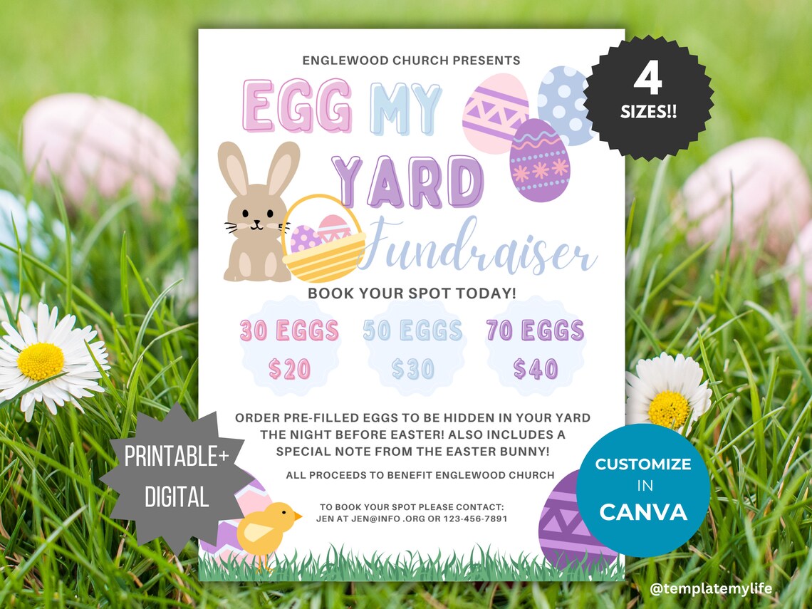 Egg My Yard Fundraiser Flyer Pto Template Easter Fundraising Flyer ...