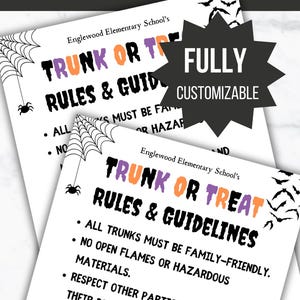 Trunk or Treat Flyer PTA Template Rules and Guidelines Handout ...