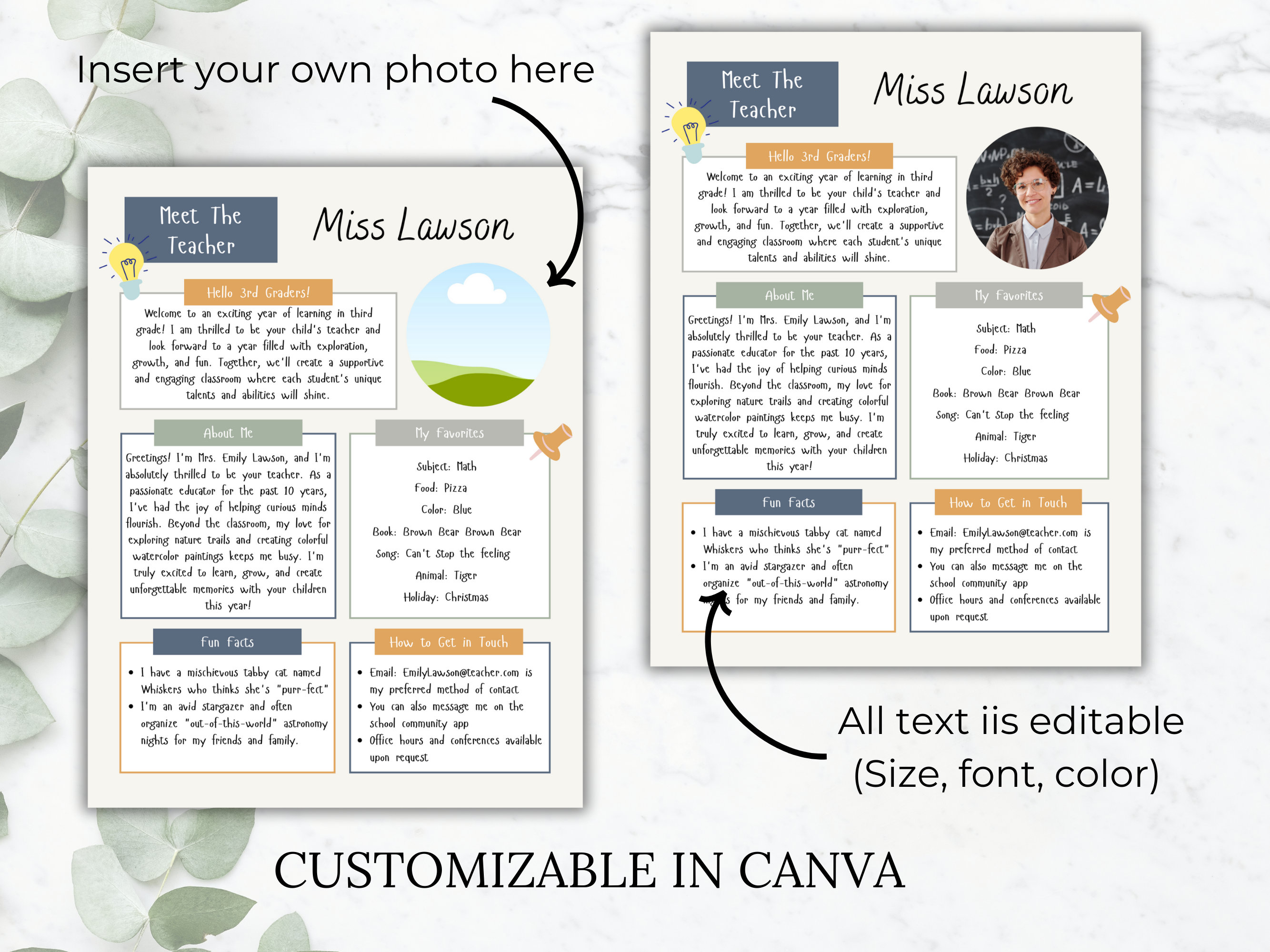 Meet the Teacher Editable Canva Template Class Newsletter Printable ...