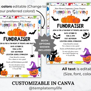 Pumpkin Painting Fundraiser Flyer Template PTA Editable Fall School ...