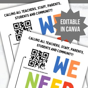 Join PTA Recruitment QR Code Flyer Join PTO Template Editable School ...
