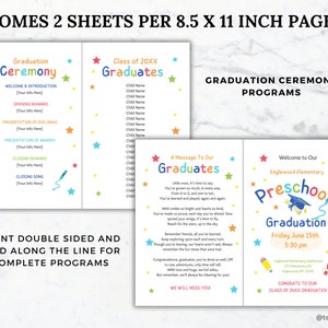 Preschool Graduation Ceremony Program Template Editable Pre-k ...