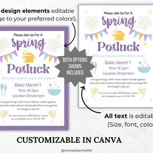 Spring Potluck Flyer Template Potluck Invitation Flyer Neighborhood ...