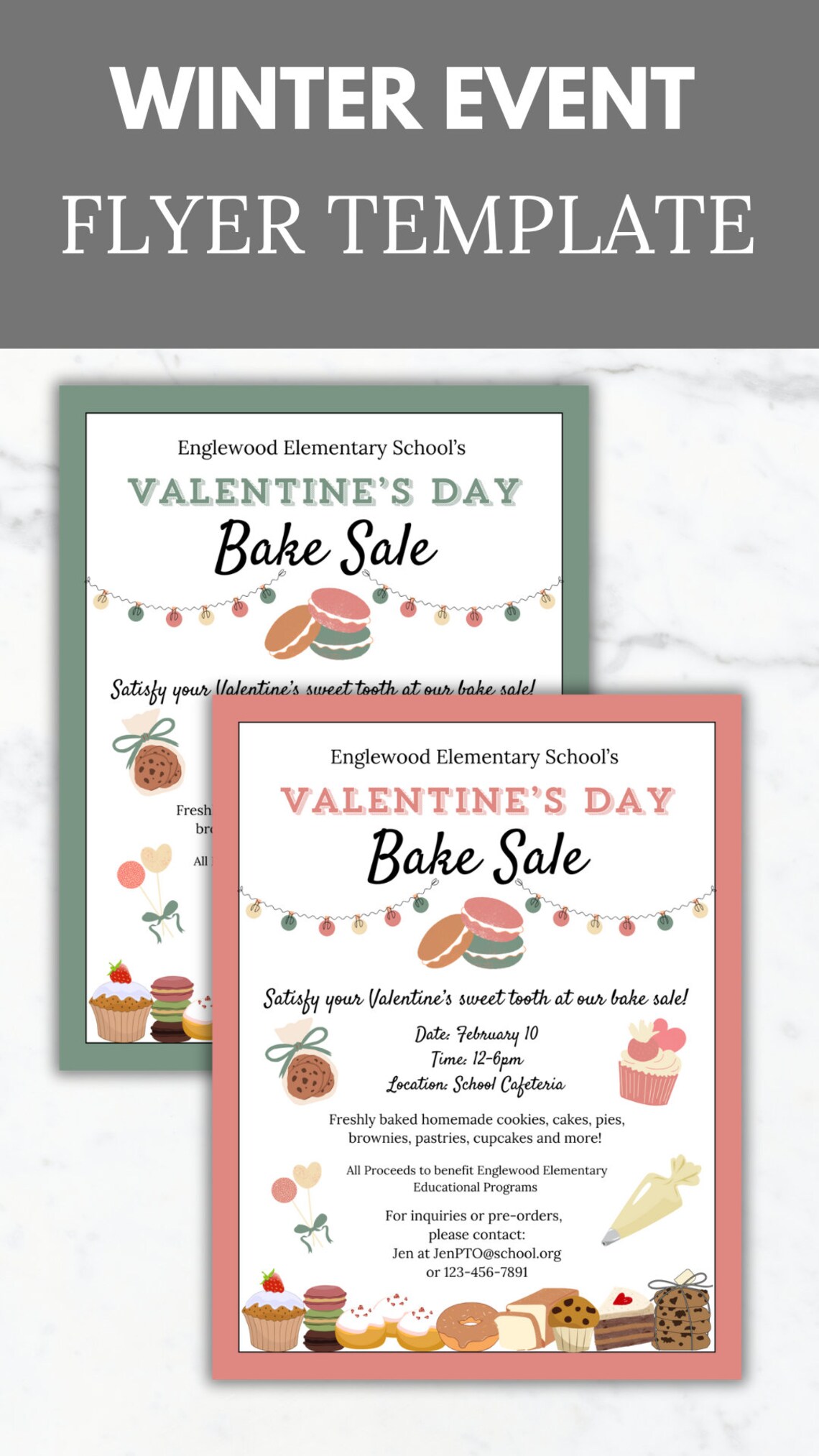 Bake Sale Sign Winter Fundraiser Flyer Valentines Day Bake Sale Flyer ...