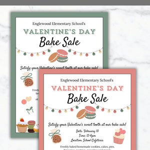 Bake Sale Sign Winter Fundraiser Flyer Valentines Day Bake Sale Flyer ...