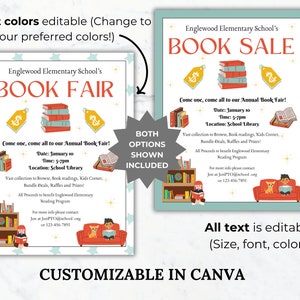 School Book Fair Flyer Template PTO Book Sale Flyer Editable Pta ...