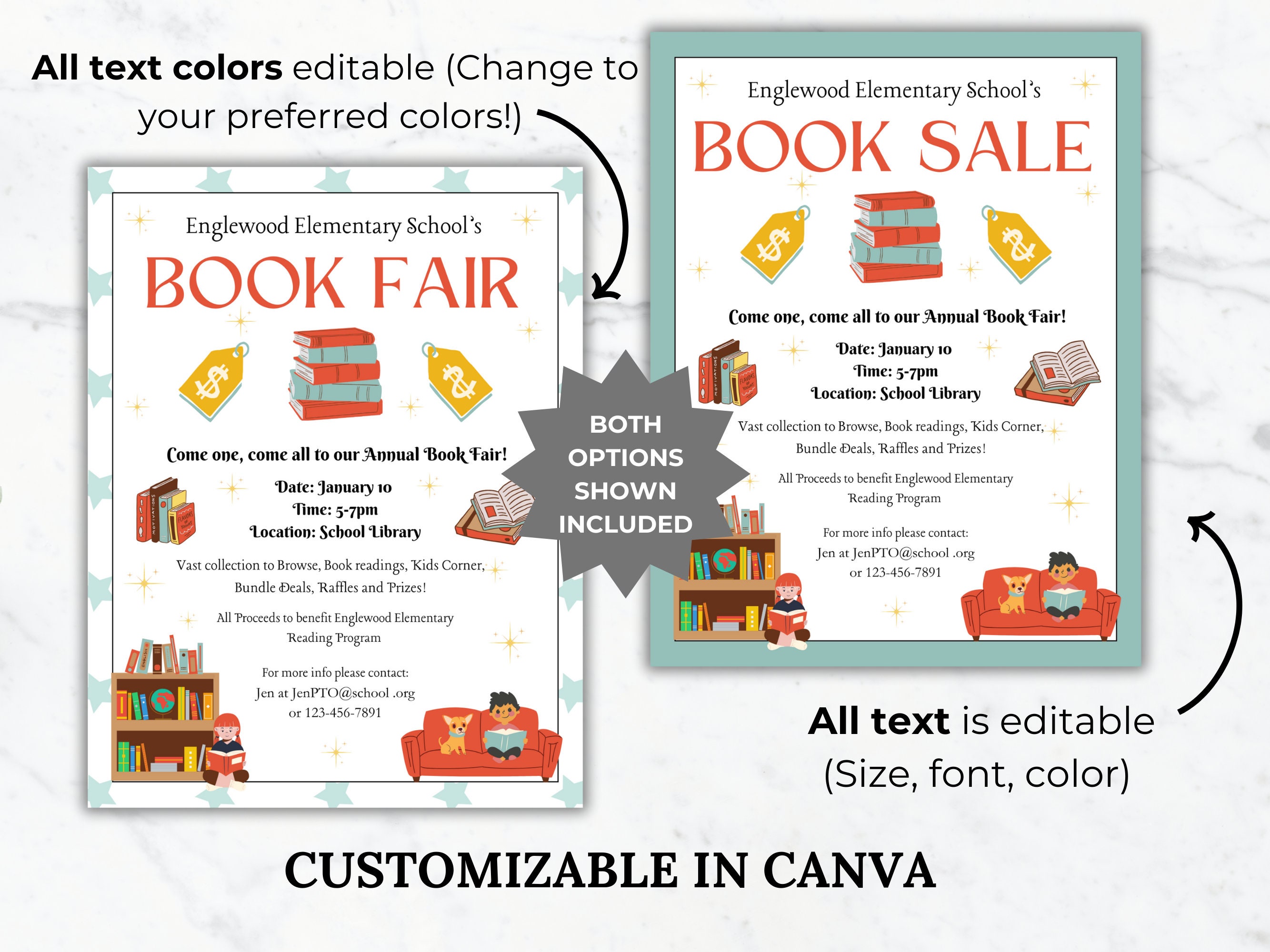 School Book Fair Flyer Template PTO Book Sale Flyer Editable - Etsy