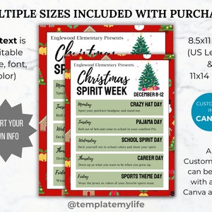 Christmas Spirit Week Flyer Printable Office Spirit Flyer Template ...