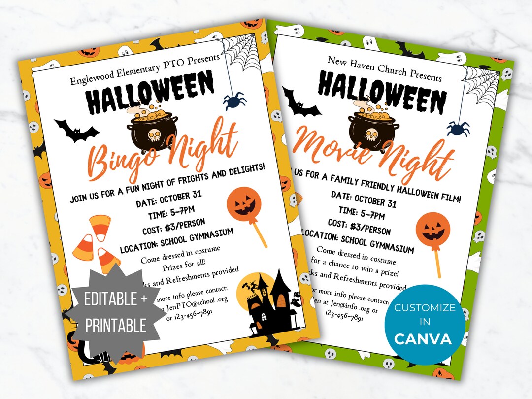 Halloween Bingo Night Flyer Invitation Template Halloween Movie ...