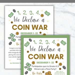 Coin War Fundraiser Flyer Template Coin War Invite Editable School Coin ...