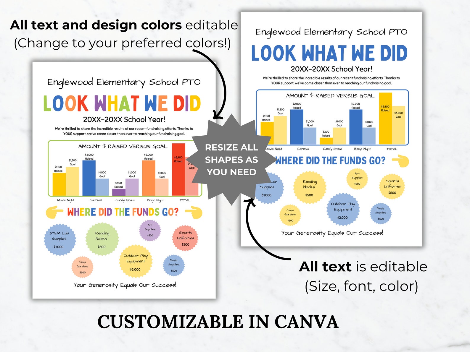 Fundraising Achievement PTA Flyer Fundraising Graph PTO Template ...