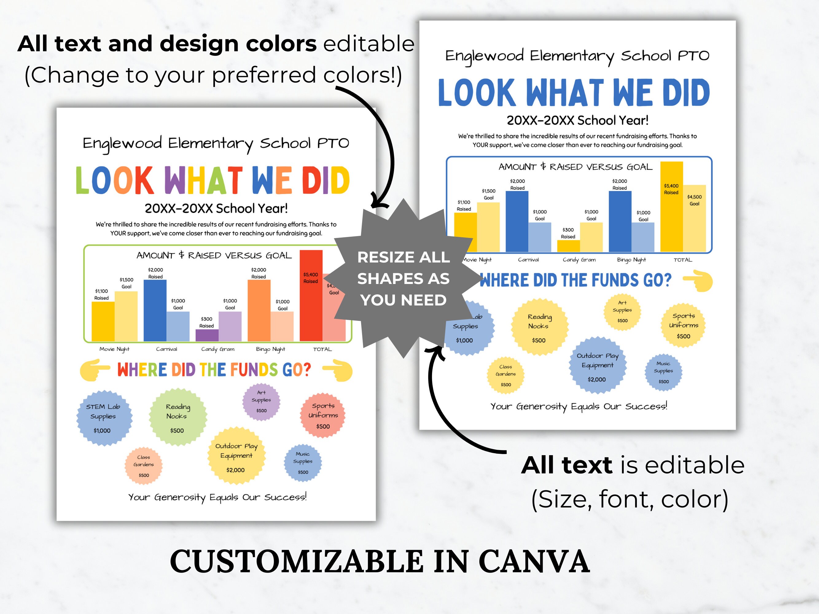 Fundraising Achievement PTA Flyer Fundraising Graph PTO Template ...