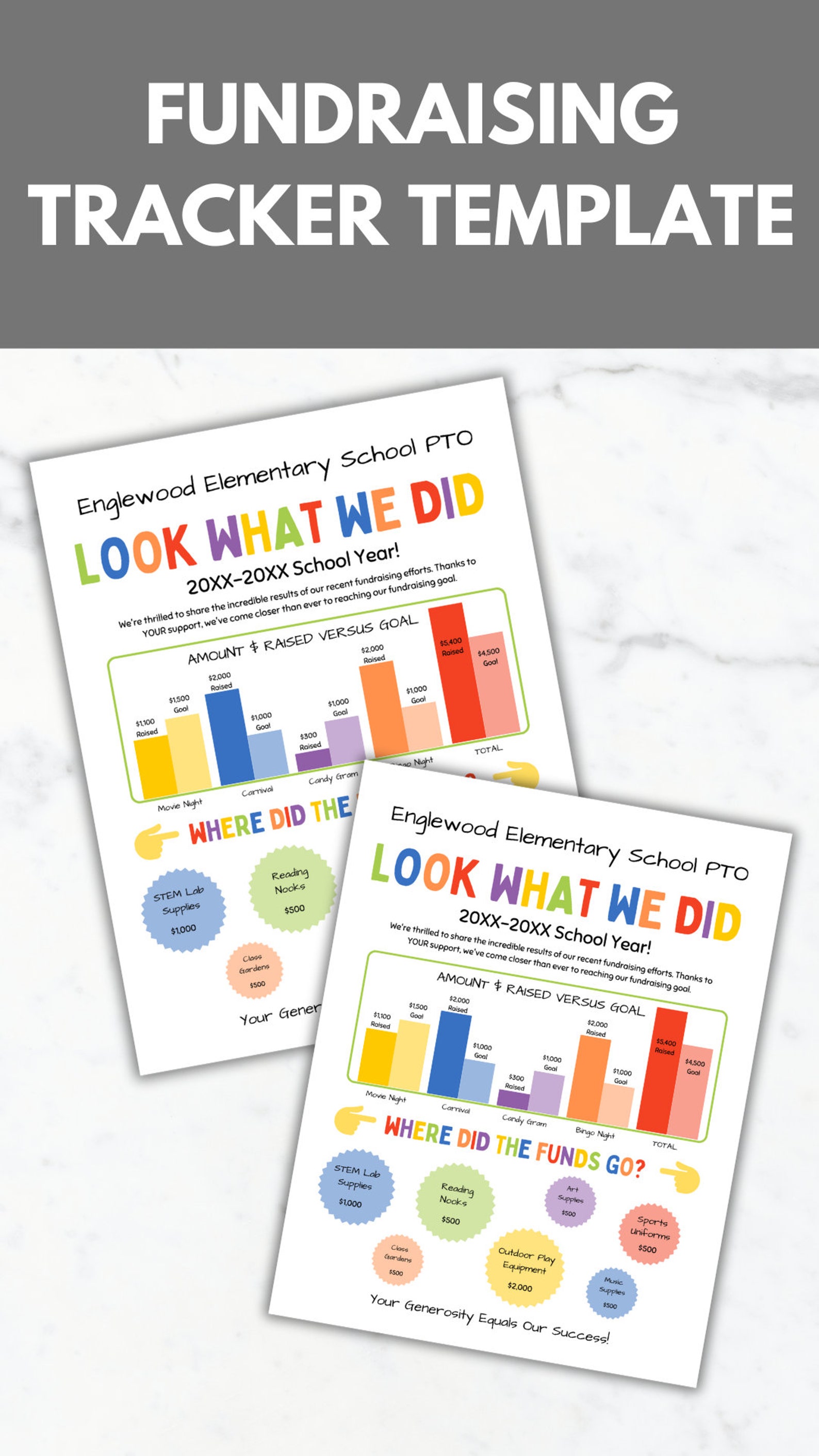 Fundraising Achievement PTA Flyer Fundraising Graph PTO Template ...