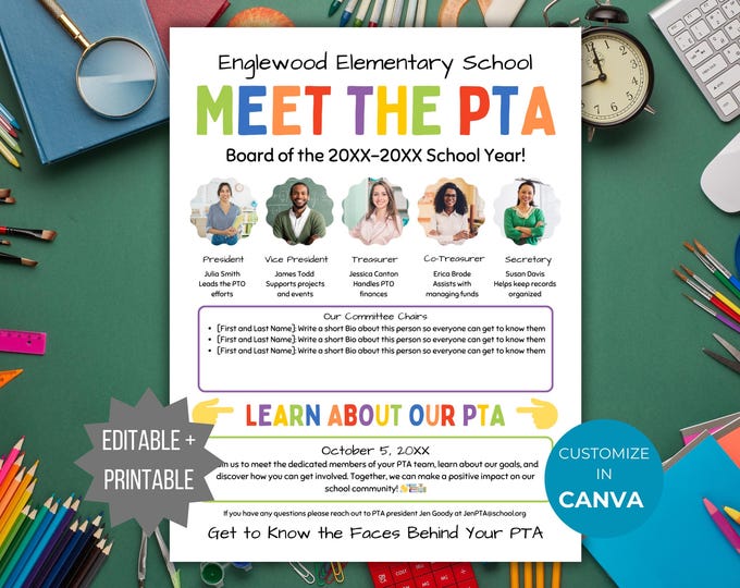Editable Meet the PTA Flyer, Meet the PTO Form, Meet the Parent Teacher ...