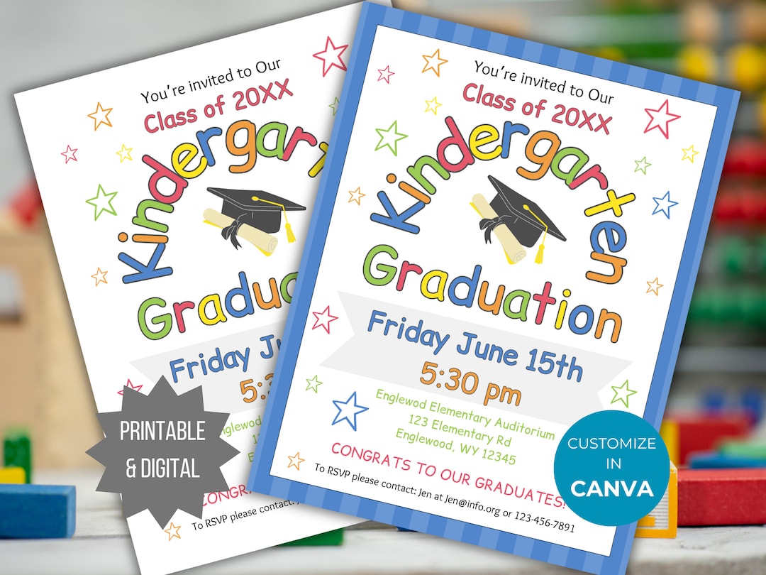 Kindergarten Graduation Invite Template Elementary Class Graduation ...