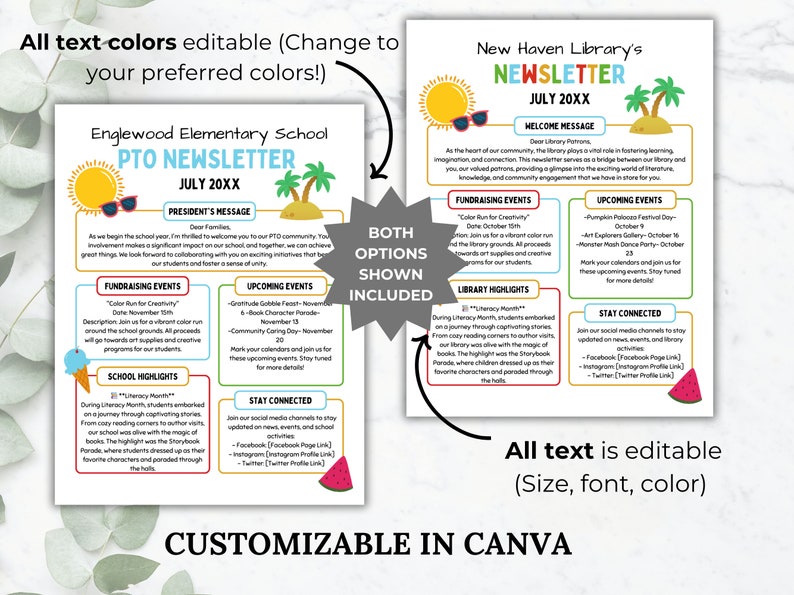 July PTA Newsletter Flyer Printable PTO School Newsletter Flyer ...