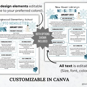 PTA Winter Newsletter Flyer Printable PTO School Newsletter Flyer ...